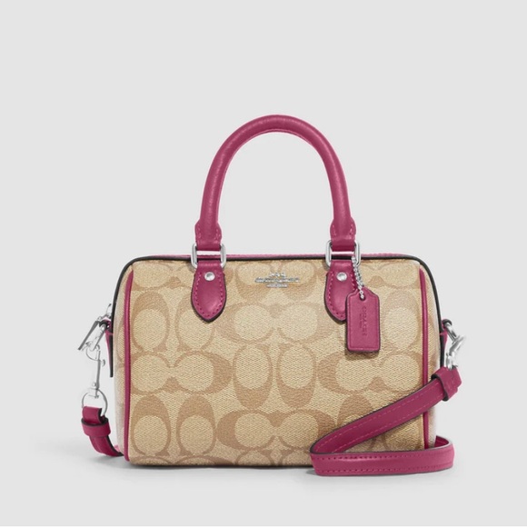 Coach | Bags | Coach Ch469 Mini Rowan Crossbody In Signature Canvas In Lt Raspberry | Poshmark